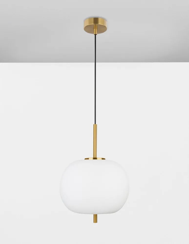 Bílé/v mosazné barvě skleněné závěsné svítidlo ø 30 cm Lato – Nova Luce