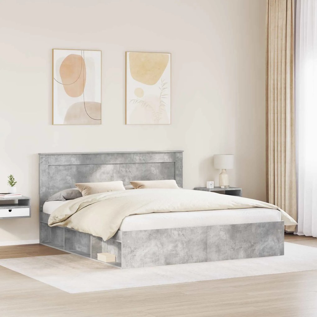 Rám postele s čelo Beton 180 x 200 cm Masivní borové dřevo 3410059