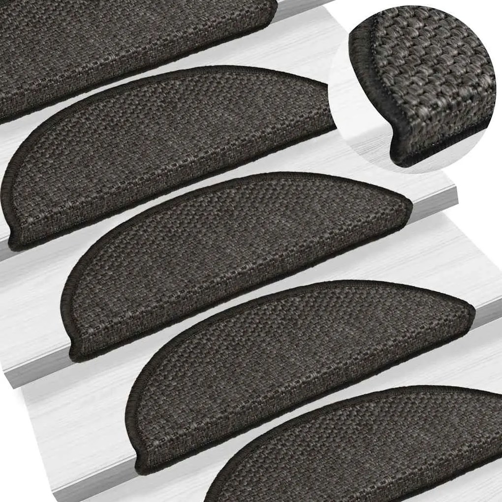 Samolepící nášlapy na schody vzhled sisal 15 ks 56x17x3 cm 326861
