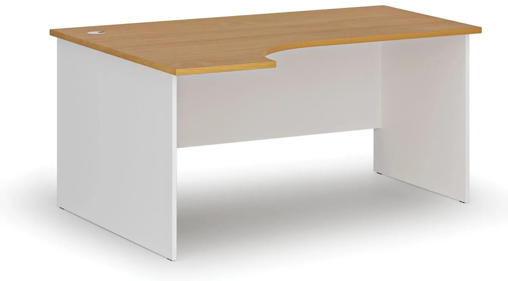 Rohový kancelářský psací stůl PRIMO WHITE, 160x120 cm, levý, bílá/buk