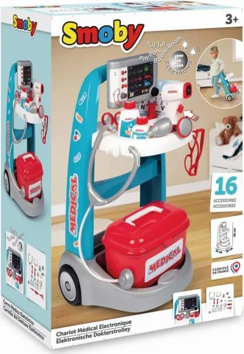 Hračka Smoby Lékařský elektronický vozík s příslušenstvím [6907236]