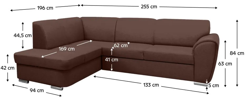 Kondela Sedací souprava, látka hnědá, levá, KENAI ROH