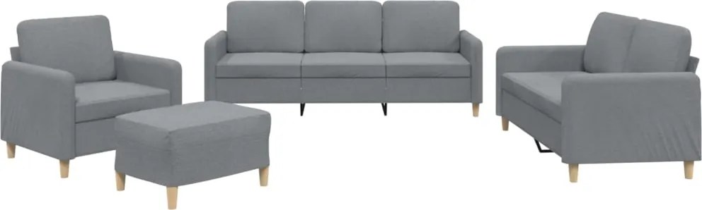 4dílná sedací souprava s poduškami světle šedá textil 3202062