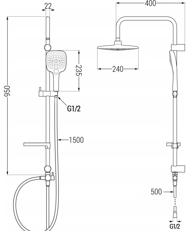 Mexen sprchový set X17 s horní hlavicí 24cm, černá, 798171791-70