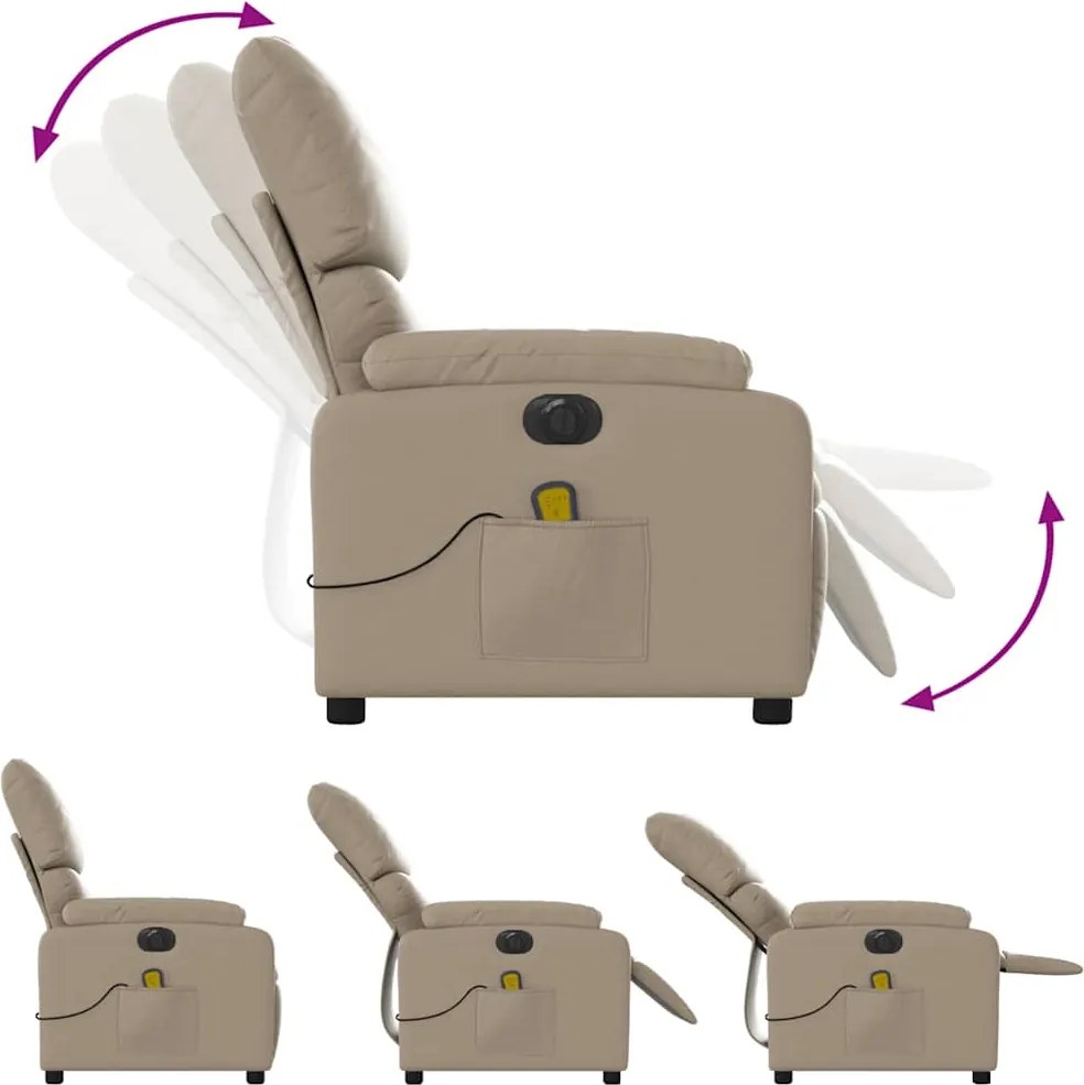 Elektrické masážní polohovací křeslo cappuccino umělá kůže 3204885
