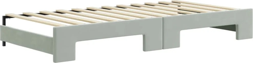 Válenda s přistýlkou a matracemi světle šedá 90 x 200 cm samet 3196953