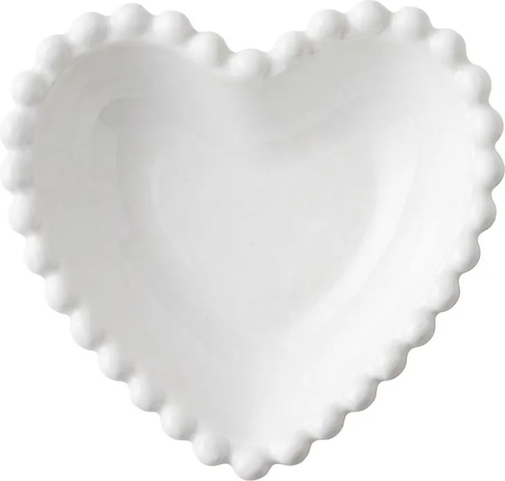 Keramická mistička ve tvaru srdce s perličkovým okrajem S - 7*7*3 cm / 25 ml