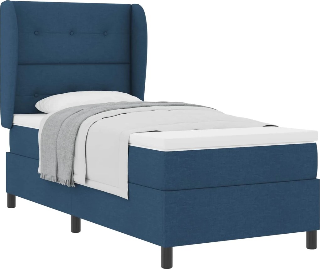 Postel s boxspringem s čelo Modrá 90 x 200 cm textil 3340549
