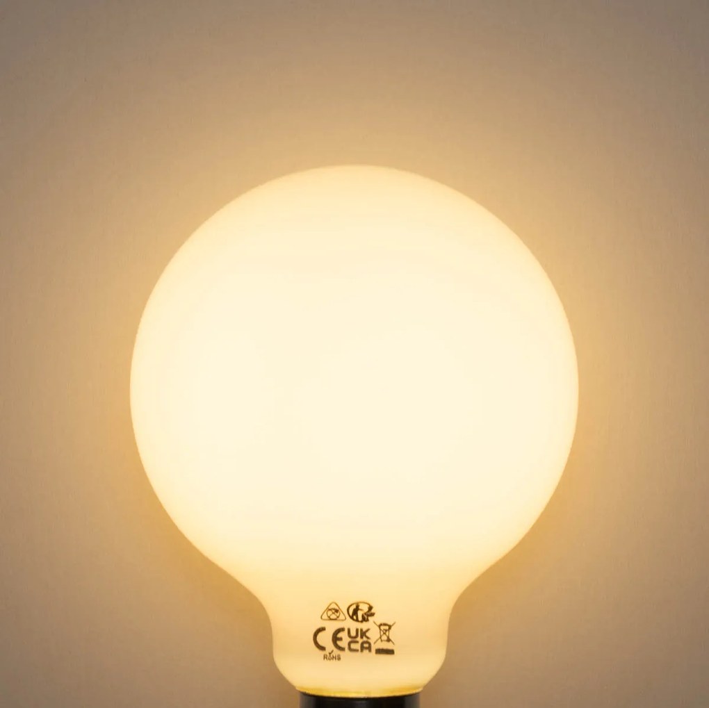 Sada 5 E27 3-stupňových stmívatelných LED opálových žárovek G95 4W 450 lm 2700K