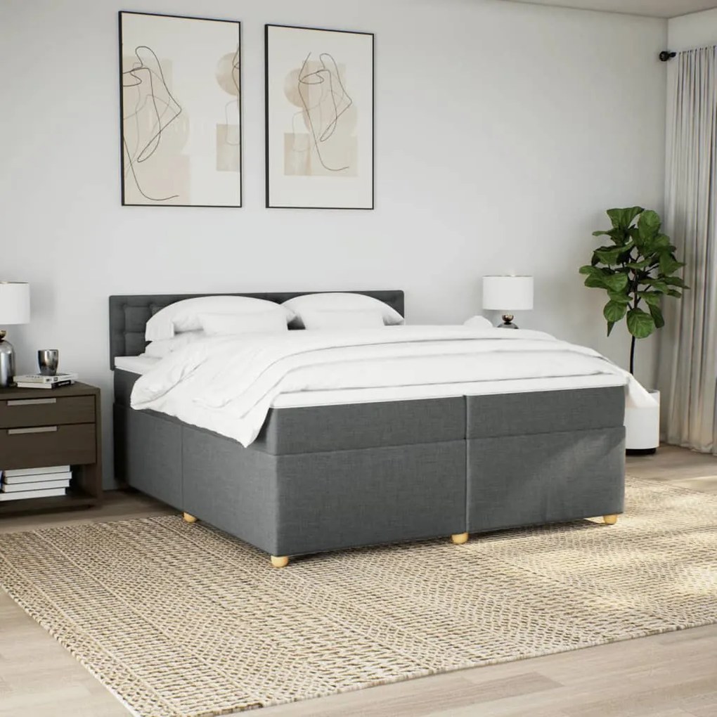 Box spring postel s matrací tmavě šedá 200x200 cm textil 3286802