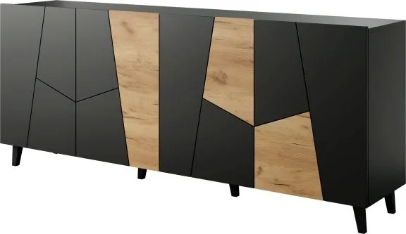 Komoda Etna 200 cm černá/dub craft