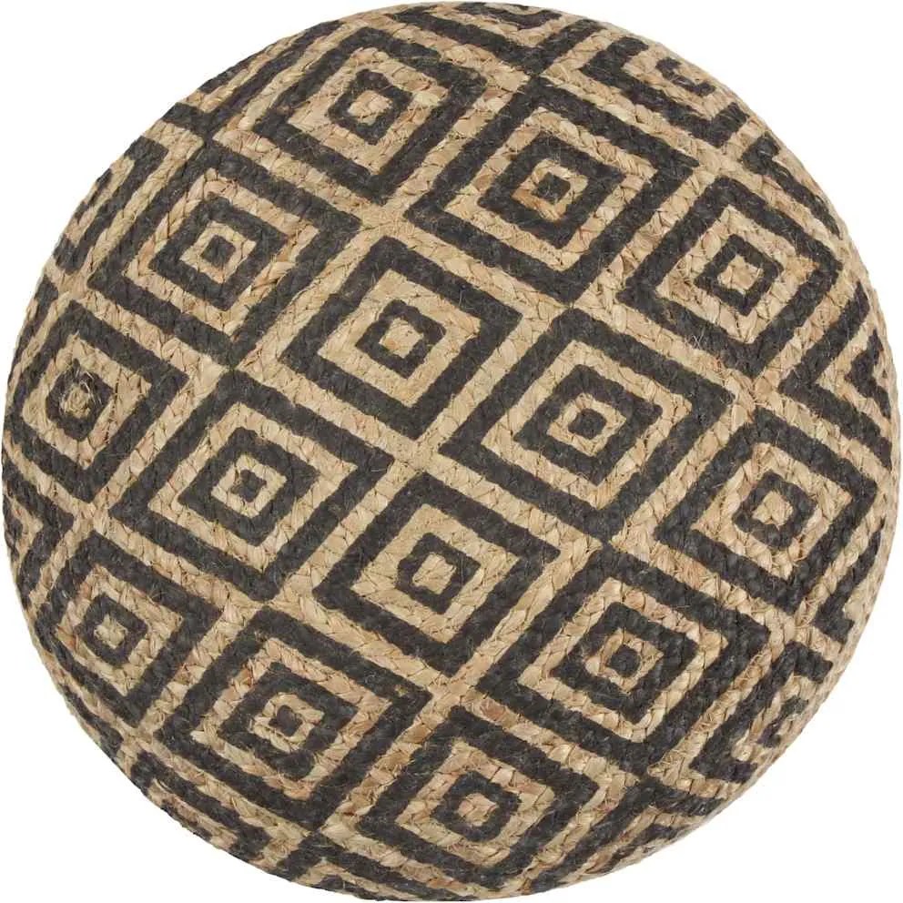 Ručně vyrobený sedací puf černý 45 x 30 cm juta 248086