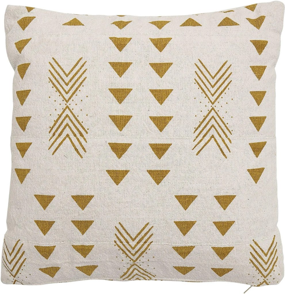 Bloomingville Polštář Mustard Arrows 50x50 cm, žlutá barva, krémová barva, textil