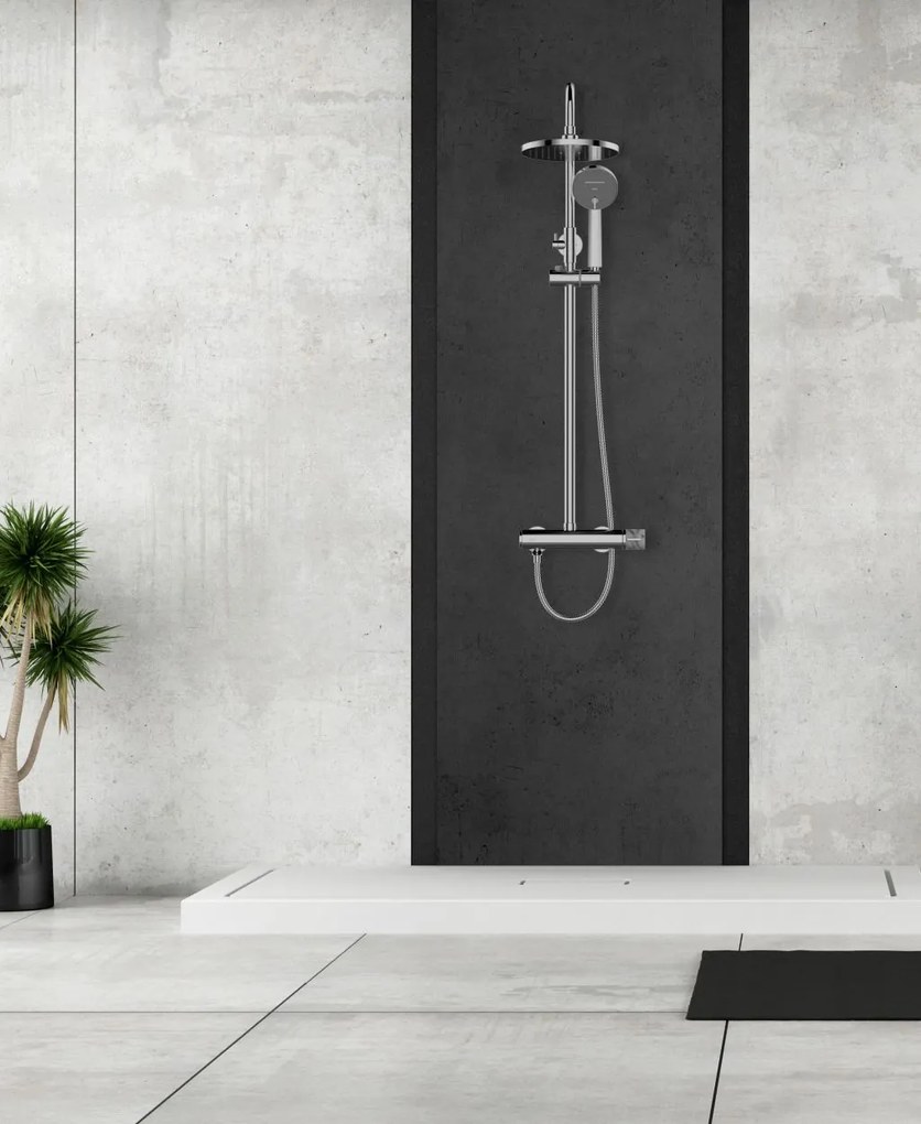 Invena Stone Plus, sprchová souprava s termostatickou baterií, chromová, INV-AU-P3-001-V