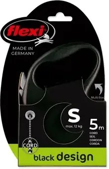 Flexi Black Design S lanko 5m černo-stříbrné / Vodítko