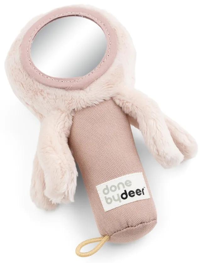 Růžové plyšové chrastítko se zrcátkem Done by Deer Jelly