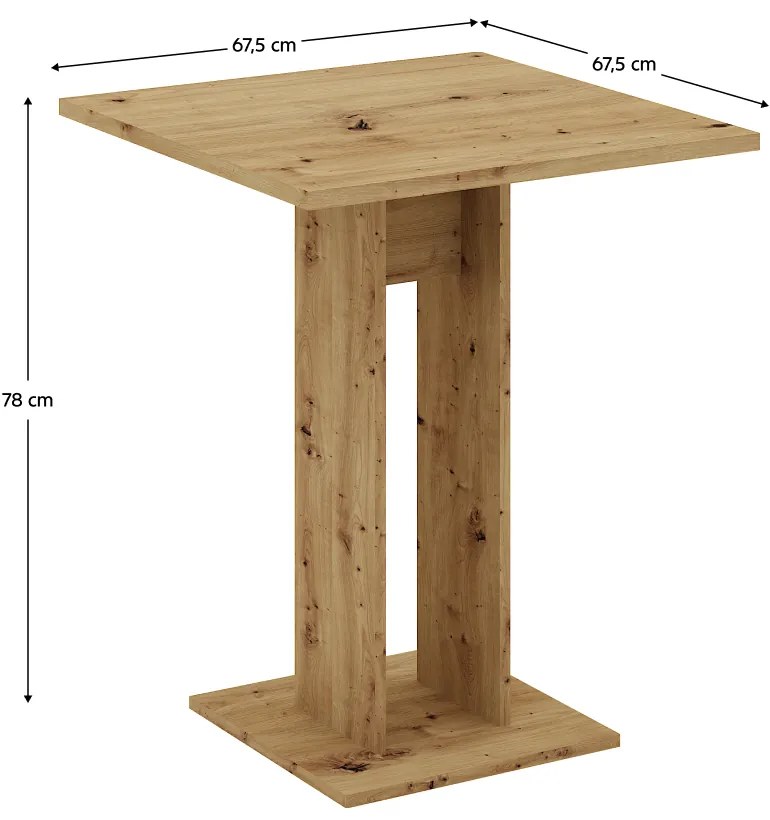 Kondela Jídelní stůl, dub artisan, 67,5x67,5 cm, EVERET
