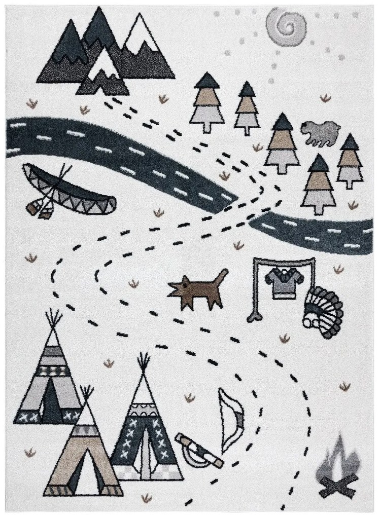 Hanse Home, Dětský kusový koberec Fun Indian cream, 80x150, bílá, dětský pokoj