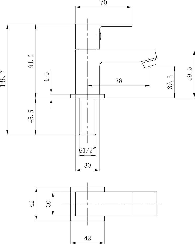 Sapho Small umyvadlová stojánková baterie na studenou vodu 92 mm chrom SM25