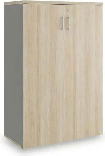 Střední skříň SimpleOffice 80 x 40 x 120 cm, dub světlý / šedá