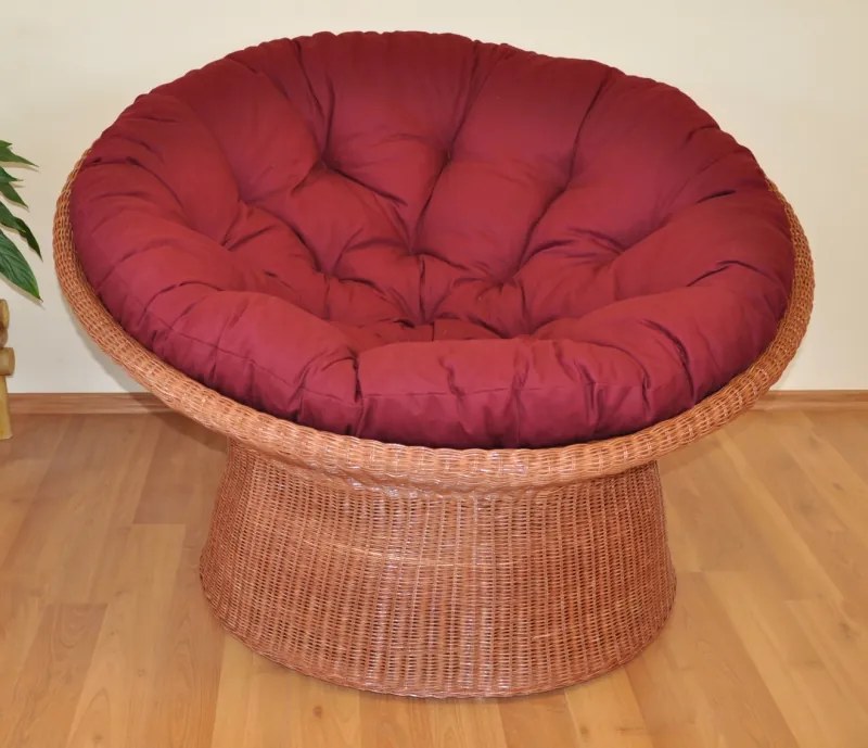 Axin Trading s.r.o. Ratanový papasan wicker cognac polstr vínový