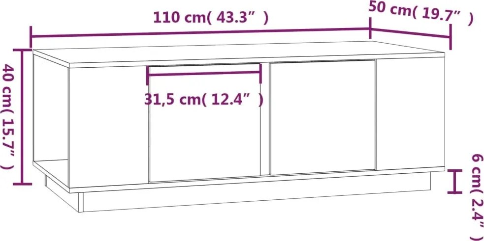 vidaXL Konferenční stolek 110x50x40 cm masivní borové dřevo [814432] Barva: Bílá