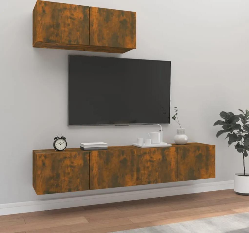 vidaXL 3dílný set TV skříněk kompozitní dřevo [3114473] Barva: Betonová šedá