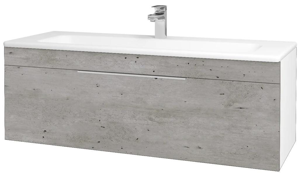 Dřevojas Koupelnová skříň ASTON SZZ 120 Varianta: N01 Bílá lesk / Úchytka T04 / D01 Beton
