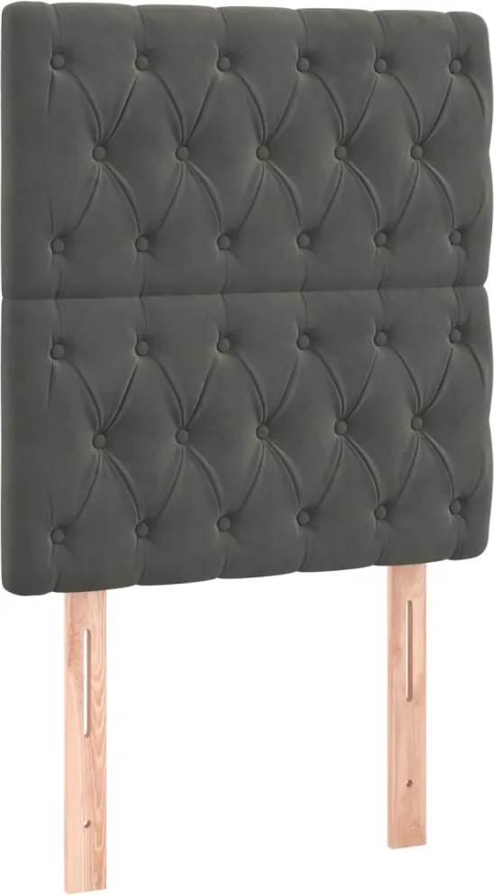 Box spring postel s matrací a LED tmavě šedá 90x200 cm samet 3136282