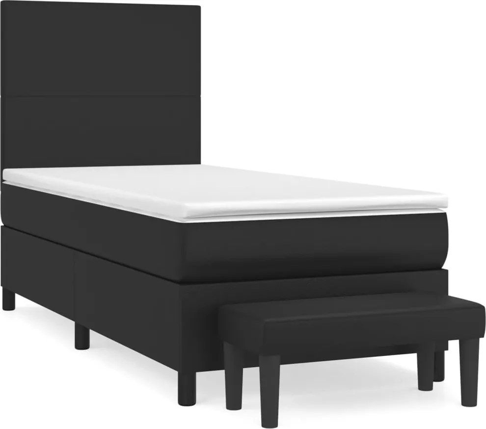 Box spring postel s matrací černá 80 x 200 cm umělá kůže 3137509
