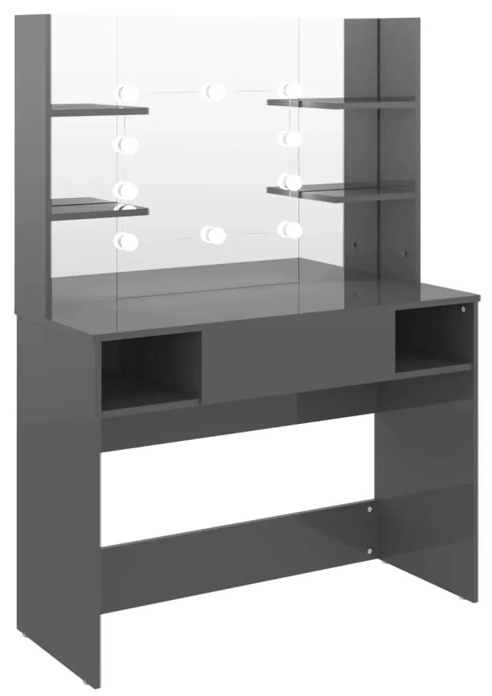 vidaXL Kosmetický stolek s LED světly 100x40x135 cm MDF zářivě šedý