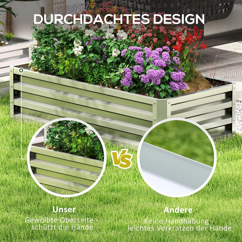 Outsunny Vyvýšený Záhon z Oceli, Studený Rám pro Růst S Otevřeným Dnem, Zahradní Box pro Rostliny 120x60x30,5 cm pro Zahradu, Balkon, Terasu, Rostlin…