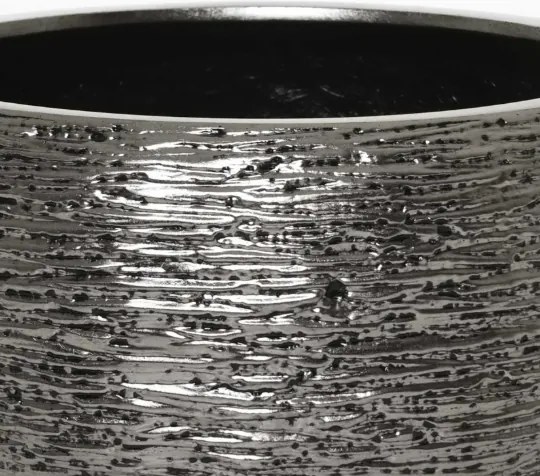 Kulatý květináč POTTA, sklolaminát, průměr 44 x výška 21 cm, stříbrná