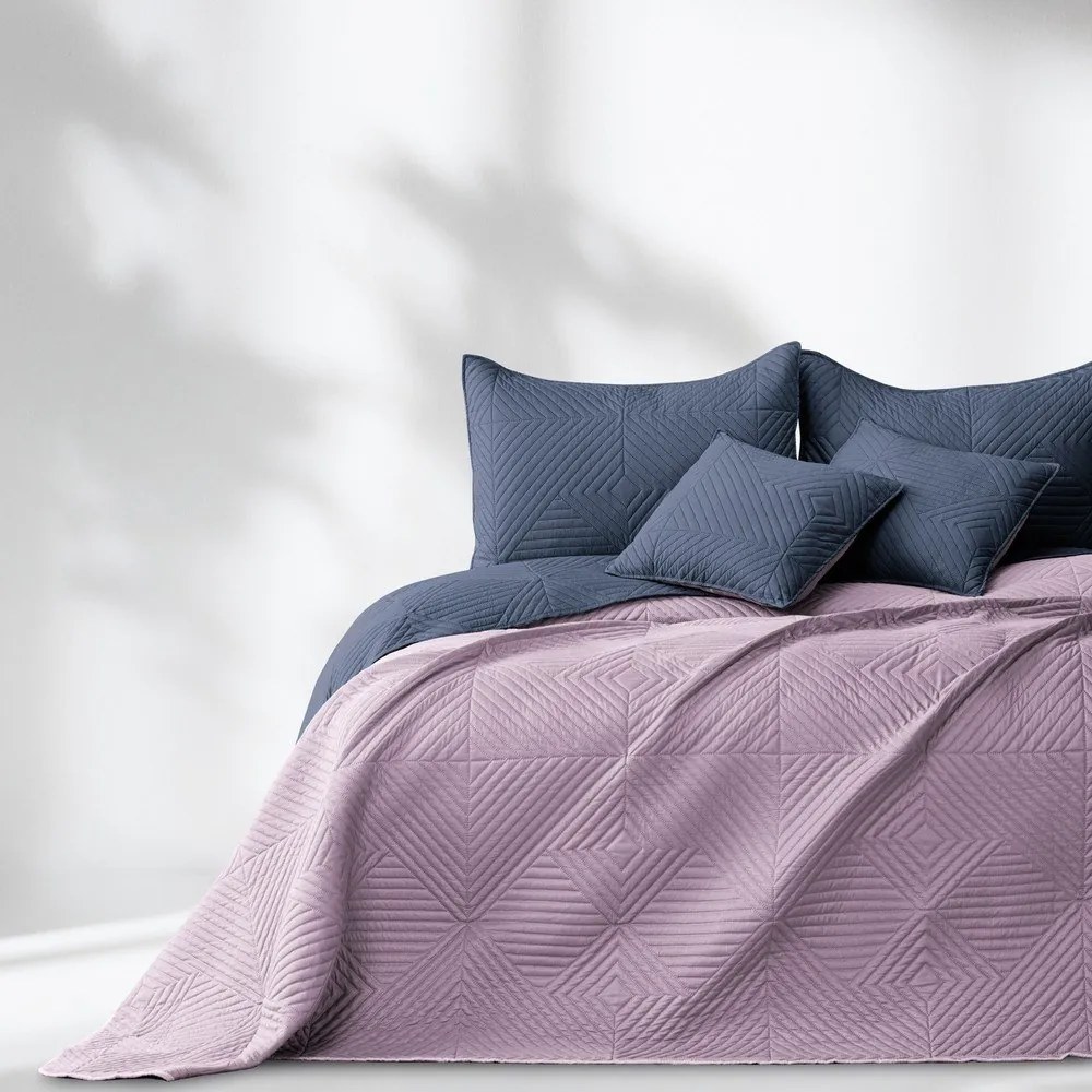 Růžový/tmavě šedý prošívaný přehoz z mikrovlákna 220x240 cm Softa – Restilo