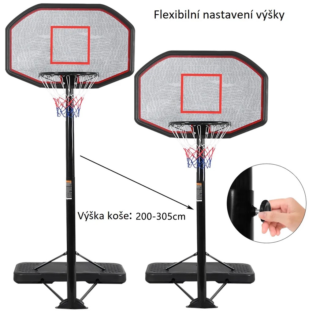 Basketbalový koš výškově nastavitelný 200-305 cm SP34885
