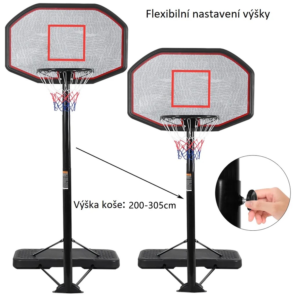 Costway Basketbalový koš výškově nastavitelný 200-305 cm SP34885