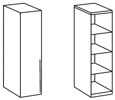 Šatní skříň New York D, 45 cm, bílá/bílý lesk