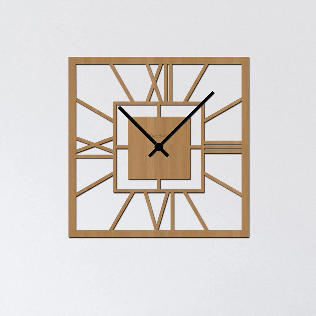 dřevo života Nástěnné hodiny SQUARE Barevný vzor: Buk, Velikost hodin: 35x35