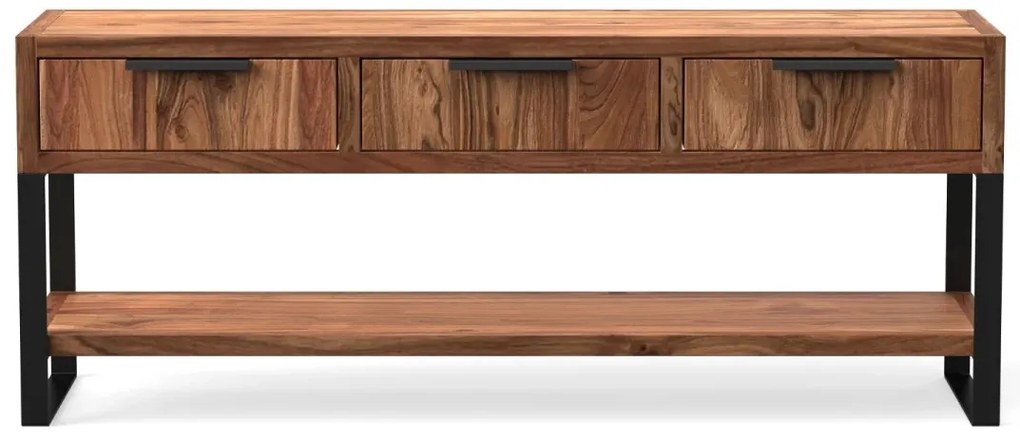 furniture-nabytek.cz - Masivní TV stolek Sidora z akácie, lakovaný, hnědý – 137×45×55 cm
