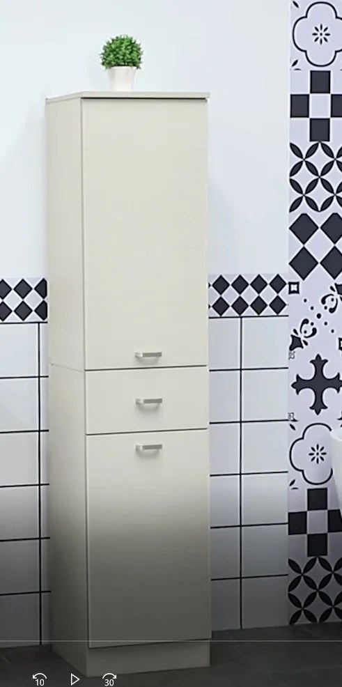 HOMCOM Dřevěná Koupelnová Skříňka se 2 Skříňkami, Centrálním Šuplíkem a Nastavitelnými Policemi, 34x34x150cm, Dřevěná Barva | Aosom