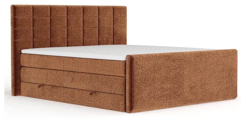 Oranžová boxspring postel s úložným prostorem 160x200 cm Ava – Maison de Rêve