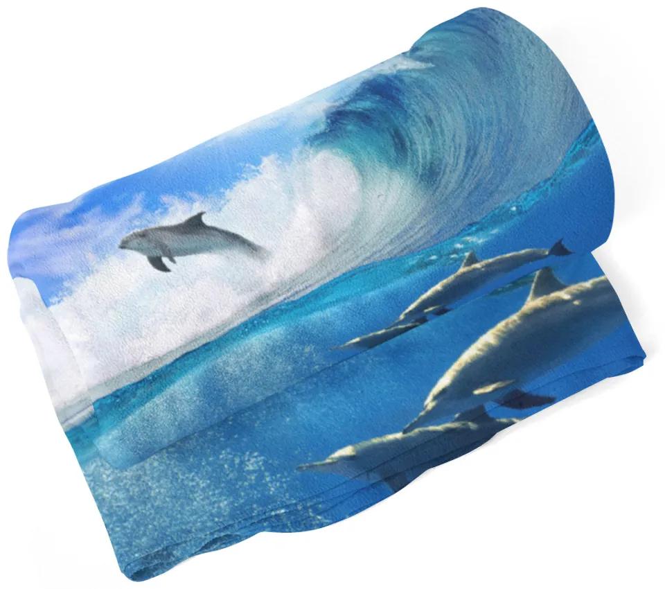 Deka SABLIO - Delfíni ve vlnách 190x140 cm
