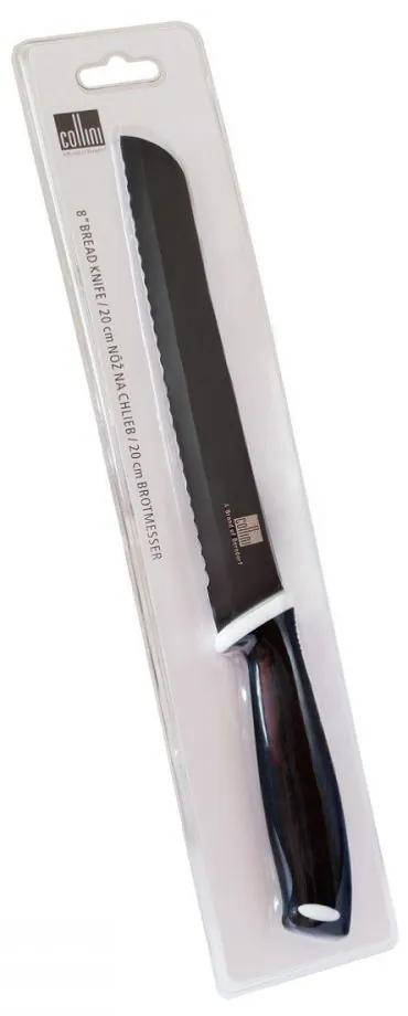 nůž kuchyňský na chléb Sandrik Berndorf  ocel čepel 20 cm teflonový Collini černý (0375192206)