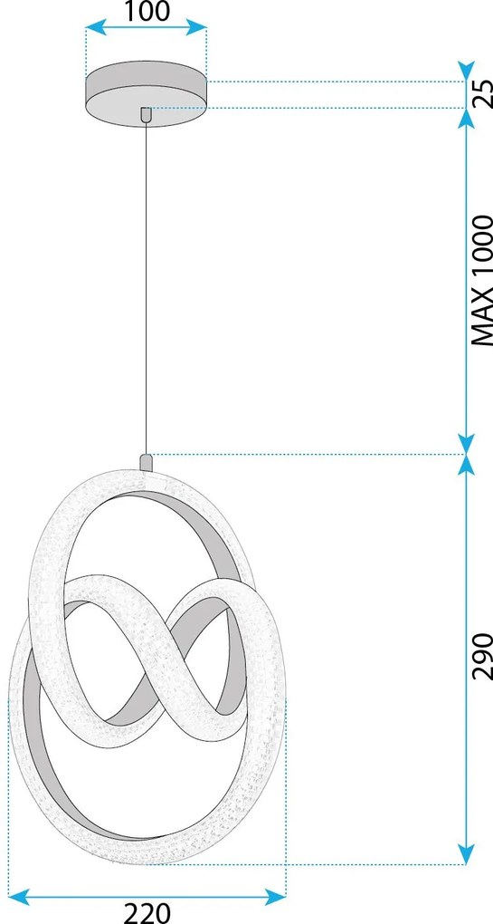 Toolight Toolight, LED závěsné svítidlo 24W, 4000K, G068-CP, zlatá, OSW-08665