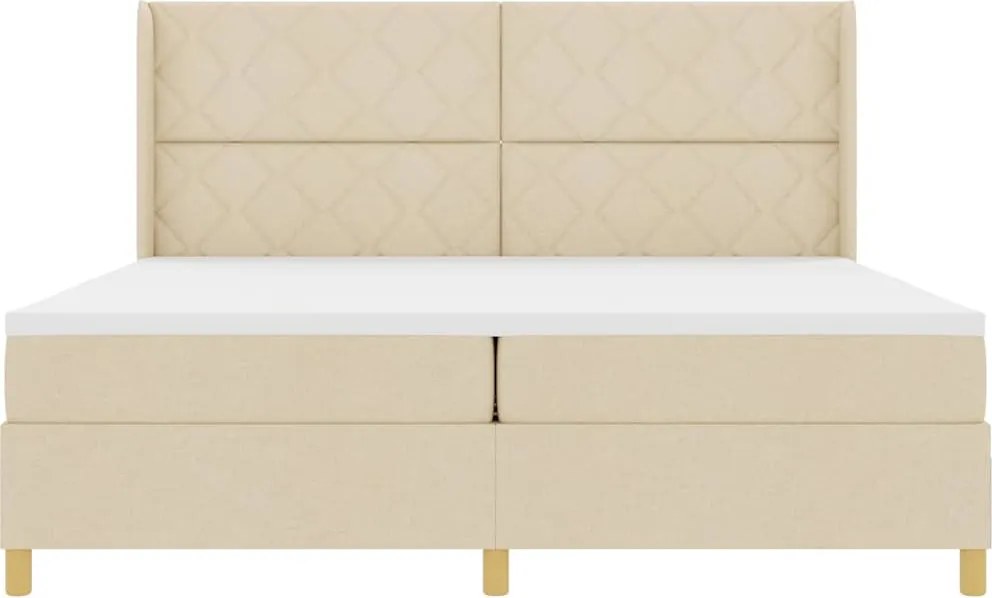 Postel s boxspringem s čelo Krémová 200 x 200 cm textil 3341922