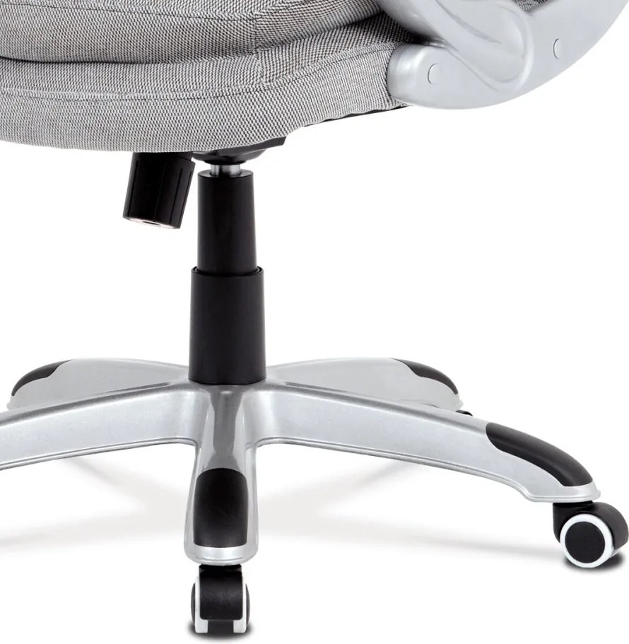 Kancelářská židle, látka, houpací mechanismus, kříž plast stříbrný – opěrák 90°–180° Šedá
