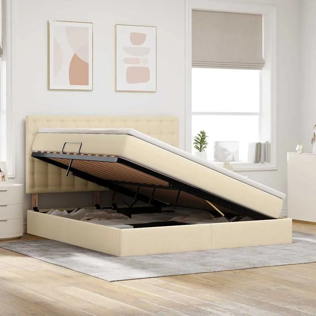 Postel s úložným prostorem a matrací Krémová 180 x 200 cm 3371926