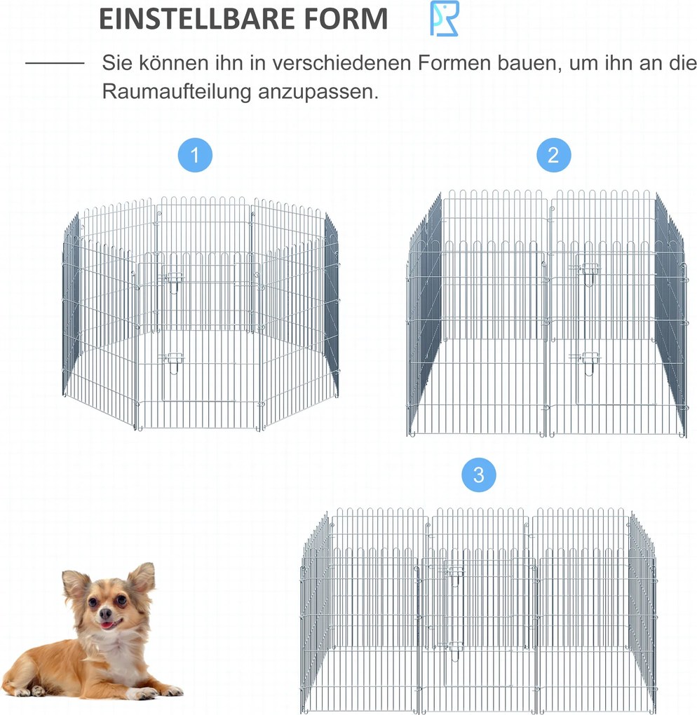 PawHut volný výběh pro štěňata 8dílný výběh a ohrádka pro štěňata, 63x76 cm, bezpečný a stabilní| Aosom
