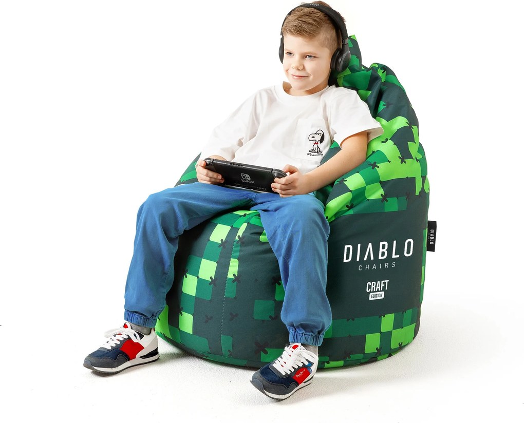 Dětský sedací vak zelený: Diablo Chairs Craft Edition