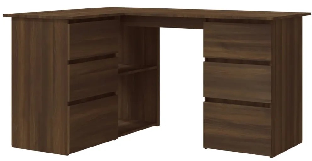 Rohový psací stůl hnědý dub 145 x 100 x 76 cm kompozitní dřevo,  815443